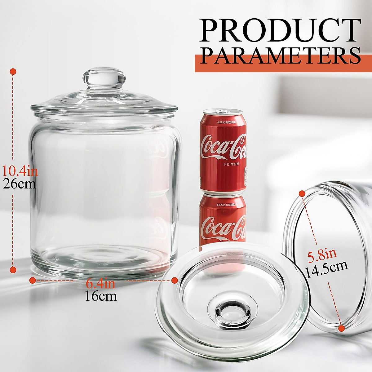 Airtight Glass Jar,Cookie Candy Penny Jar with Leak Proof Rubber Gasket Lid,1 Gallon Clear Round Big Household Multifunctional Storage Container with Silicone Reusable Food Bag for Cookies, Candies