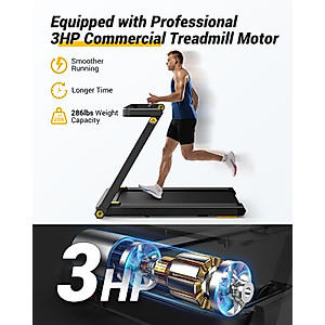 UREVO Walking Pad with Incline, 3 in 1 Portable Folding Treadmills for Home/Office, 2.5 HP Under Desk Treadmill, Large Running Area, Remote Control, LED Display