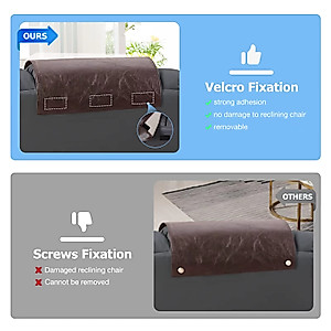 Premium Headrest Cover for Recliner Chair, Vinyl Leather furniture Sofa Headrest Covers, Flame Retardant Wear Resistant Recliner Headrest Cover for Office Chair Theater loveseat Seat, 17W*27L (Brown)