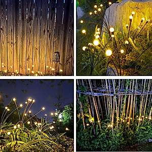 OZS 𝟔𝐏𝐚𝐜𝐤 𝐓𝐨𝐭𝐚𝐥 𝟒𝟖𝐋𝐄𝐃 Solar Garden Lights - Solar Firefly Lights Outdoor Solar Swaying Light Sway by Wind Solar Fairy Lights Outdoor Waterproof for Patio Garden Decoration (Warm White)