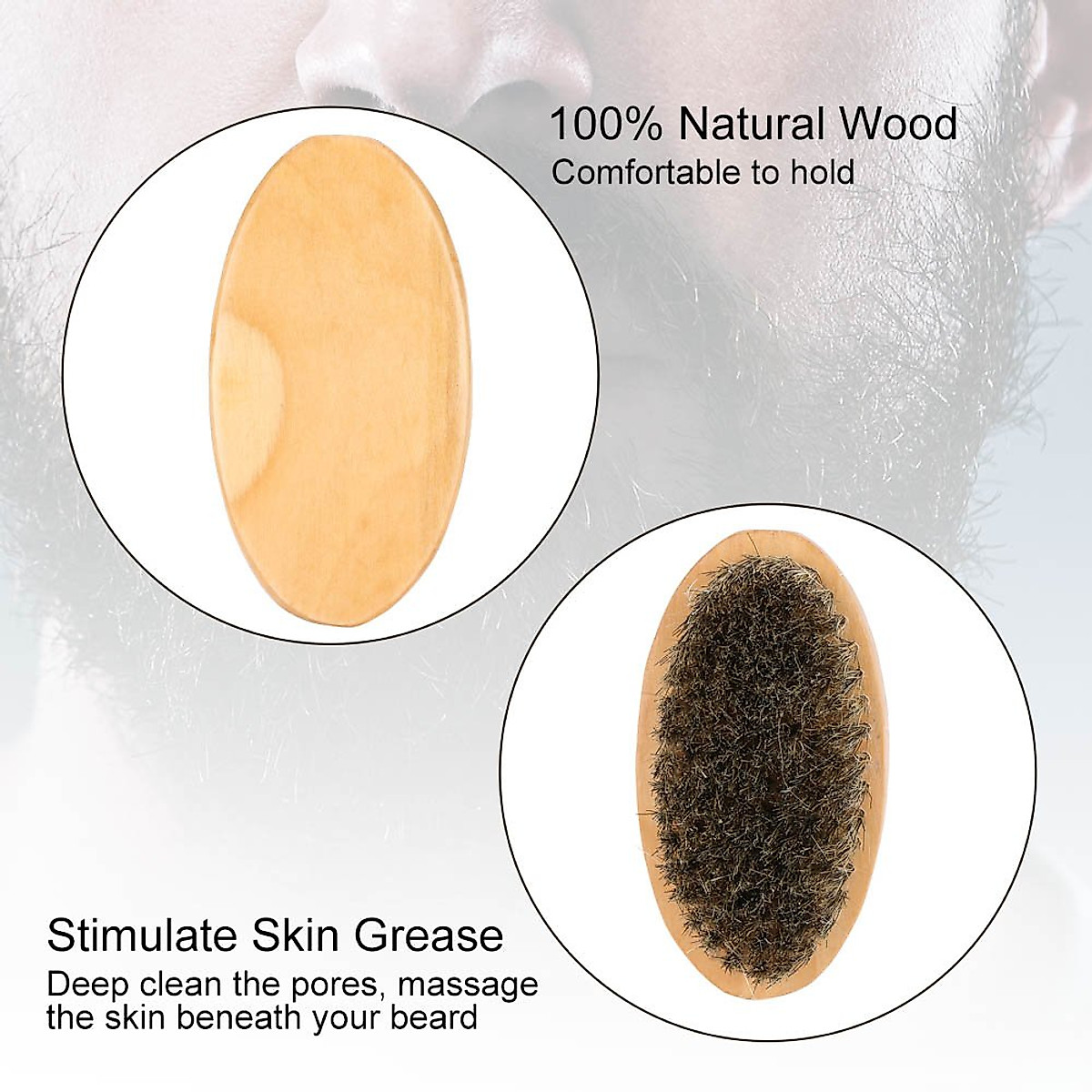 Men's Beard and Mustache Care Kit - Oval Brush, Comb, Grooming Tools for Softening, Conditioning, and Cleaning