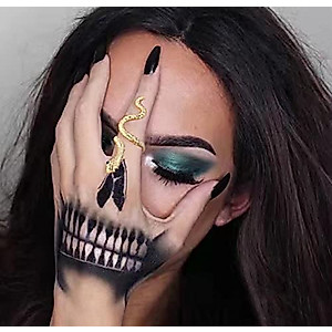 WLL Retro Personalized Snake Adjustable Open Rings Punk Gothic Snake Finger Ring for Women Simple Charm Animal Jewelry(D:Textured gold)