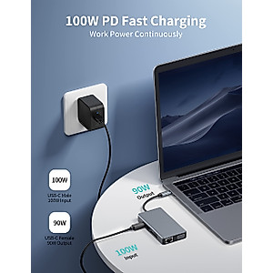 USB C Hub, 9-in-1 USB C Hub Multiport Adapter with USB 3.0, 4K HDMI, 100W PD Charging, SD/TF Card Reader, RJ45 Ethernet, VGA and Audio Jack, Hurple USB-C Hub for MacBook Pro iPad Pro and More