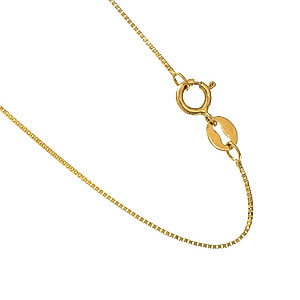 JewelStop 10k Solid White Gold 0.45mm Dainty Thin Box Chain Necklace, Spring Ring - 18 Inches