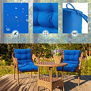 Marsui 4 Pcs Outdoor Indoor High Back Chair Cushions Patio Furniture Tufted Pillow with Ties All Weather Replacement Outdoor Rocking Chair Cushions, 42 x 21 Inches (Blue)