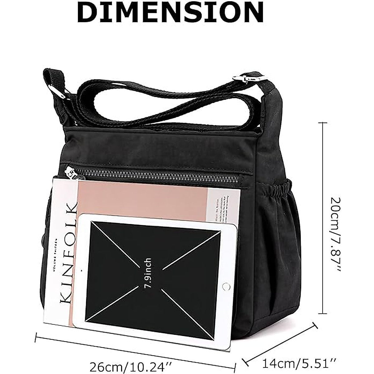 LassZone Women's Shoulder Bags Multi-Pocket Casual Crossbody Bag Handbags Waterproof Nylon Messenger Travel Bags Ladies Tote