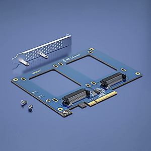 PCIe to SFF-8639 Adapter, PCIe 3.0 X8 to Dual U.2 SFF-8639 Ports, for 2.5" U.2 NVMe SSD or 2.5" SATA SSD