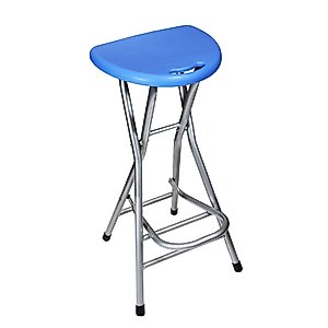 Be&xn Folding Stools for Adults Portable, 28 inch Collapsible Stool Heavy Duty, Indoor Tall Bar stools with Handle, Plastic Counter Barstool Chair for Kitchen Outdoor Travel-Blue