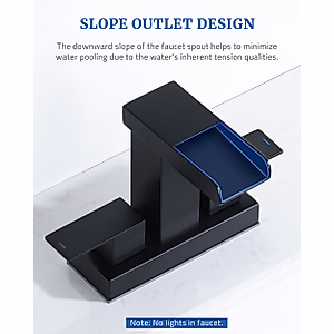 PerPaiMe Waterfall Bathroom Sink Faucet - 4 Inch Centerset Bathroom Faucet Two Handles, Matte Black Bathroom Sink Faucets for 2 or 3 Hole, Stainless Steel Vanity Faucet with Pop-Up Drain & Supply Line