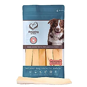 Amazing Dog Treats - Beef Cheek Strips Premium Dog Chew (6 Inch - 6 Pack) - NO Odor - Thick Cut - Rawhide Alternative - Beef Cheek Slice Chip Sticks - No Dyes, Chemicals, or Preservatives