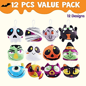 JOYIN 12 pcs Halloween Mini Plush Toy in Blind Bags, Halloween Mystery Toy Surprise Bag, Plush Toy Assortments for Kids Halloween Party Favors, Trick or Treat Gift Exchange, Halloween Goodie Fillers