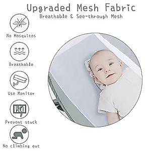 L RUNNZER Baby Pack N Play Tent, Baby Crib Safety Tent to Keep Baby from Climbing Out, Baby Crib Canopy for Pack N Play, Mini Cribs & Playpens, Pop Up Design & See-Through Mesh