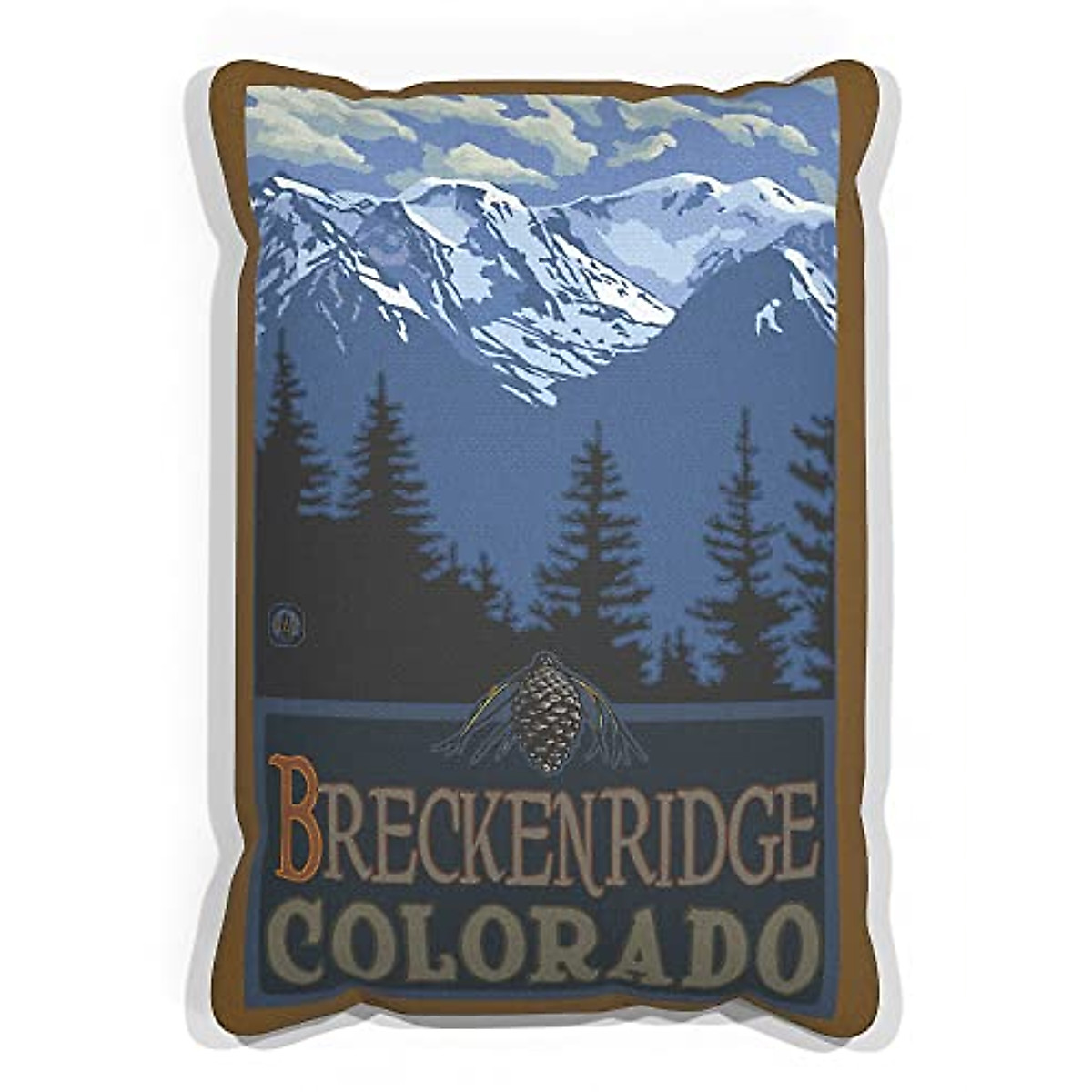 Breckenridge Colorado Snowy Mountain Ridges Canvas Throw Pillow for Couch or Sofa at Home & Office from Travel Artwork by Artist Paul A. Lanquist 13" x 19".