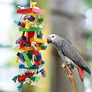 Wontee Bird Toys Parrot Chewing Toys Wood Blocks Tearing Toys for Parakeet Cockatiel Sun Conure African Grey Indian Ringnecks Small and Medium Sized Birds (Large)