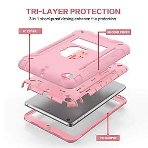 MAKEIT CASE iPad Mini Case, iPad Mini 3 Case Heavy Duty Hybrid Shockproof Protective Silicone and PC Hard Case Full-Body Rugged Protective Case with Kickstand for iPad Mini 1/2/3