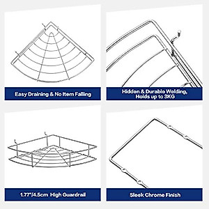 Oak Leaf Corner Shower Caddy, Shampoo Holder for Non 90° Corners, Bathroom Shower Organizer, Corner Shower Shelf, 2 Tier, Adhesive or Wall Mounted, Rustproof, Chrome Finished
