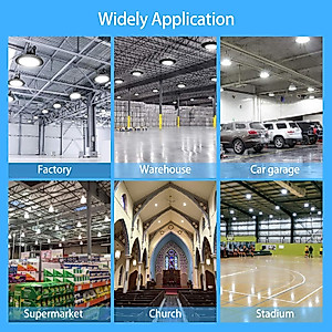 Qmix 150W High Bay LED Light, 22500 Lumens 5000K Daylight UFO High Bay Shop Light, Equivalent to 600W MH/HPS, DLC ETL Listed IP65 Waterproof Commercial Bay Lighting