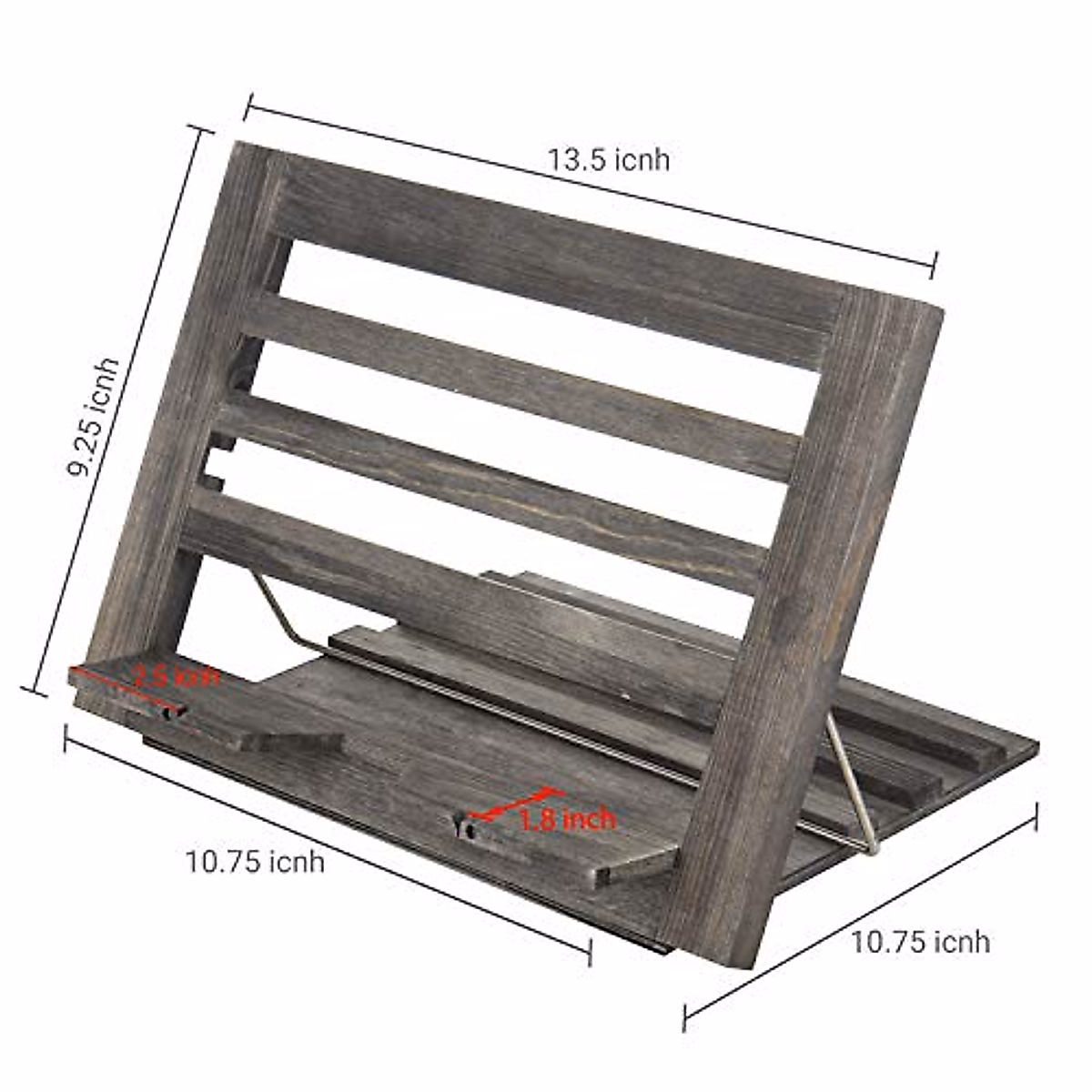 MyGift Rustic Gray Wood Cookbook Stand - Adjustable and Foldable Reading Book Recipe Binder & Tablet Holder