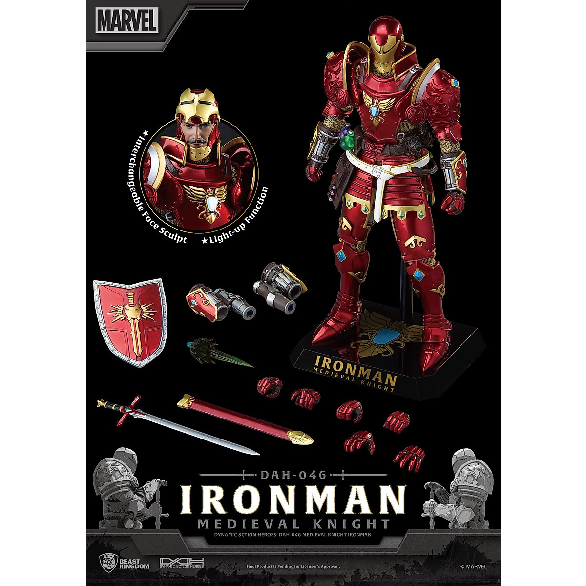 Beast Kingdom Medieval Knight Iron Man DAH-046 Dynamic 8ction Action Figure, Multicolor