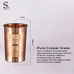 Pure Copper Glass for Drinking Water Set of 4 Tumbler Copper Cup Set for Ayurveda Health Benefits (11.8 Oz)