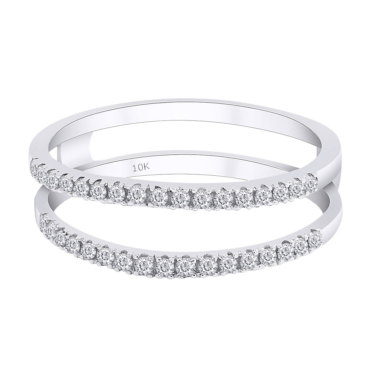 Jewel Zone US 1/4 Cttw Diamond White Natural Diamond Enhancer Engagement Ring Wrap in 10k Solid White Gold (0.25 Ct)