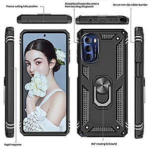 LeYi for Moto G Stylus 5G 2022 Case (NOT FIT 4G), Motorola G Stylus 5G Case 2022 with 2 Pcs Tempered Glass Screen Protector, Heavy Duty Protective Case with Magnetic Stand for Moto G Stylus 5G, Black