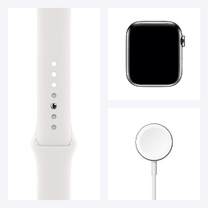 Apple Watch Series 6 (GPS + Cellular, 44mm) - Silver Stainless Steel Case with White Sport Band