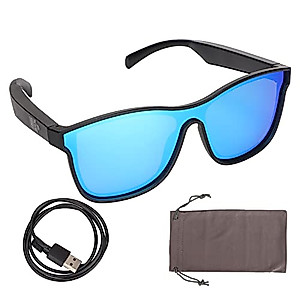 Audio Sunglasses with Open Ear Headphones, Sport Wireless Bluetooth Audio Sunglasses Hands Free for Outdoor Sports, HiFi Stereo(Blue)