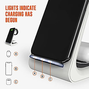 STM ChargeTree - Multi-Device Wireless Charging Station for iPhone/Samsung/Android, AirPods, Apple Watch - Qi Certified Charging Stand - White (stm-931-283Z-01)