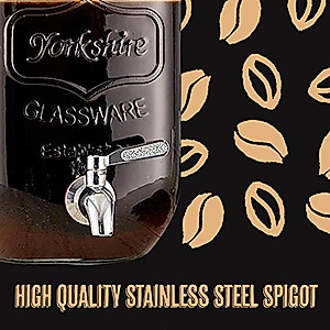 Gallon Cold Brew Coffee Maker Dispenser - 4 Quart Strong Glass Container with Stainless Steel Spigot Dispenser, Metal Filter and Airtight Metal Lid -for Large Batch Cold Brewing by kitchentoolz