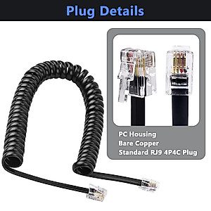 KINXIYU Telephone Handset Cord Detangler 1 Set, 1 Pack Landline Handset Cord Cable (7.5Ft Uncoiled, 1.5 Ft Coiled) and 1 Pack Anti-Tangle Telephone Cord Untangler 360 Degree Rotating Swivel Cord