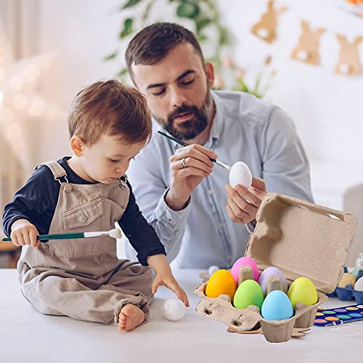 30 Pack Empty Egg Cartons,6 Pulp Fiber Egg Carrier Egg Storage Containers for Kitchen, Farm, Picnic,Travel, Brown,Reusable.