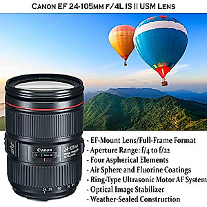 Canon EOS 5D Mark IV DSLR Camera with 24-105mm f/4L II Lens Kit + 256GB Sandisk Memory, TTL Speedlight Flash (Good Up-to 180 Feet), Pro Power Grip + Holiday Special Bundle (Renewed)