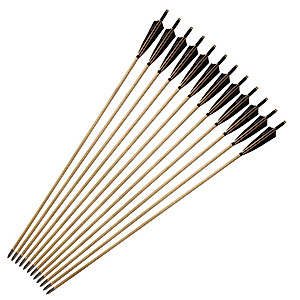 e5e10 Wooden Arrows Archery Handmade Arrows 33inch Shaft with Turkey Feather Fletching for Recurve Bow Longbow Hunting Practice 12PACK (Black)