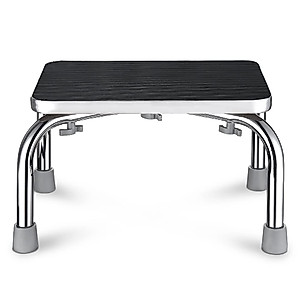 Medical Foot Step Stool Anti-Skid Rubber Platform Chrome-Plated Steel Frame 500Lbs Capacity for Adults Kids to Use at Home Bathroom Kitchen Clinics Laboratories (Without Handle)