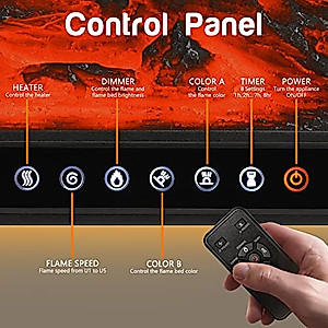 ZAFRO 24Inches Electric Fireplace Stove, Free-Standing Electric Fireplace with Adjustable Brightness, Indoor Heater with Realistic Flame Effects, Overheating Protection, 500w/1500w, Black