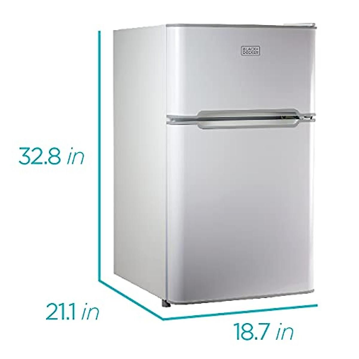 BLACK+DECKER BCRDK32W 2 Door Mini Fridge with Separate Freezer – Small, Drinks and Food in Dorm, Office, Apartment, or RV Camper Compact Refrigerator, 3.1 cu.ft, White