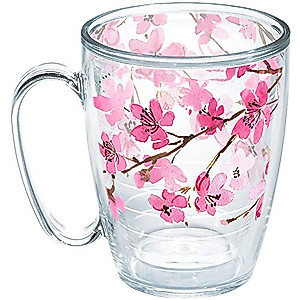 Tervis Made in USA Double Walled Sakura Japanese Cherry Blossom Insulated Tumbler Cup Keeps Drinks Cold & Hot, 16oz Mug, Classic - Unlidded