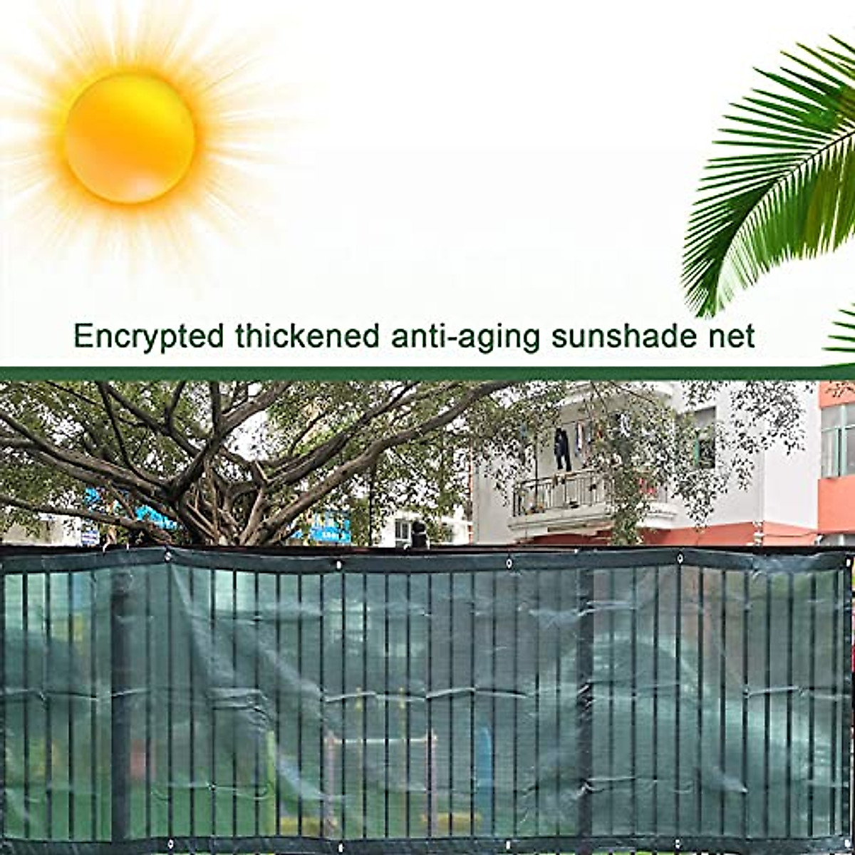 GWOKWAI Fence Privacy Screen Mesh, Heavy Duty Windscreen Fencing Netting with 12pcs Tie Shade Net Cover for Garden Fence Construction Site Yard