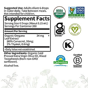 Garden of Life mykind Organics Oregano Oil Drops, Concentrated Oil of Oregano Liquid - 200 Servings, Plant Based Seasonal Immune Support - Alcohol Free, Organic, Vegan, Gluten Free Herbal Supplements