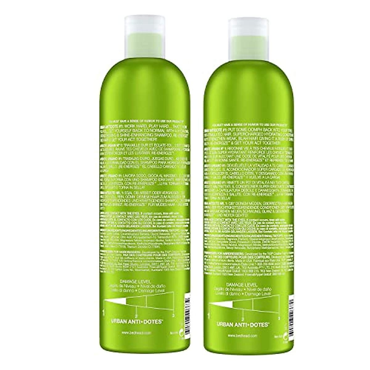 Bed Head by TIGI Urban Antidotes Re-Energize Daily Shampoo and Conditioner 25.36 fl oz 2 count
