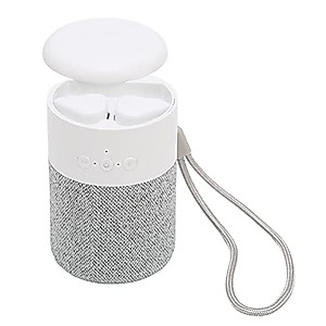 2 in 1 Portable Speakers Bluetooth Wireless Earbuds, 360 Surround Stereo Sound with Microphone, Touch Headset for Home Party Outdoor Travel(white)