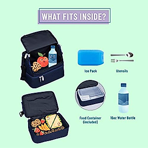 Wildkin Two Compartment Insulated Lunch Bag for Boys & Girls, Perfect for Early Elementary Lunch Box Bag, Ideal Size for Packing Hot or Cold Snacks for School & Travel Lunch Bags (Whale Blue)