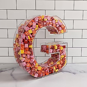 Fillable Alphabet Acrylic Tray Acrylic Alphabet Candy Jar Reusable Party Deli Jar Magnetic Lid Design 10in Sealed Acrylic Box (A)