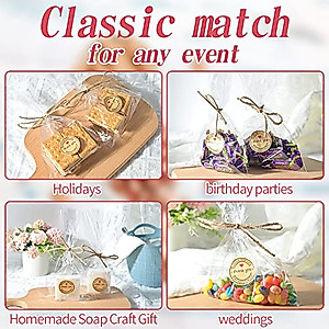 100pcs 6"x 9" Clear Soap Bags Cellophane Gift Bags with 9 Pieces Stickers and Hemp Rope for Homemade Soap Craft Gift Packaging Supplies Box Birthday Party