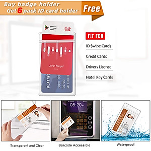 Badge Holder Reel Retractable, FEELSO Metal Heavy Duty Badge Holder with Belt Clip Key Ring and 6pcs Plastic ID Card Holders, Steel Wire Cord Up to 25 inch (2 Pack)