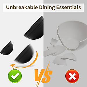 VIVAHEARTH 16-Piece Wheat Straw Dinnerware Sets, Dishes Set for 4, Unbreakable Plates, Bowls, Cups Sets for Kitchen Parties Camping RV - Black