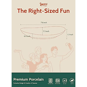 Sweese White Small Dessert Plates 7.8 Inch - Porcelain Appetizer Salad Plate Set of 6 - Dishwasher, Microwave, Oven Safe, Smooth Glaze, Scratch Resistant