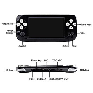 KIII Handheld Game Console , Retro Game Console 4.3 Inch 3000 Classic Games Portable Game Console Support TV Output - Black