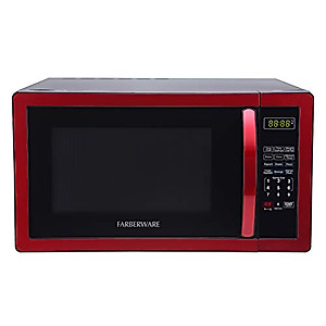 Farberware Classic FMO11AHTBKN 1.1 Cu. Ft. 1000-Watt Microwave Oven with LED Lighting, Metallic Red